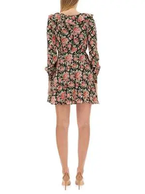 Alessandra Rich Floral Print Silk Mini Dress