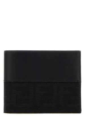 Fendi Jacquard And Leather Ff Wallet - Black