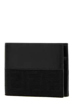 Fendi Jacquard And Leather Ff Wallet - Black