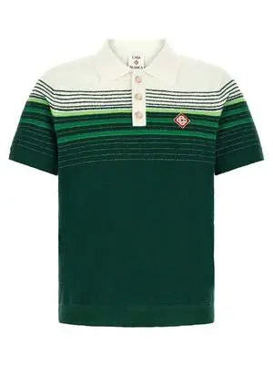 Casablanca Bouclé Stripes' Polo Shirt - Green