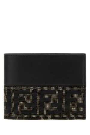 Fendi Two-tone Jacquard And Leather Ff Wallet - Multicolor