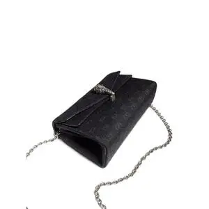 Gucci Gg Monogram Canvas Tiger Head Shoulder Bag