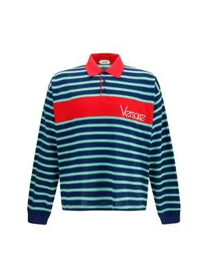 Versace Striped Cotton Polo - Multicolor