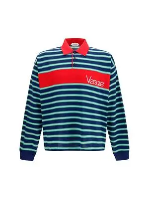 Versace Striped Cotton Polo - Multicolor
