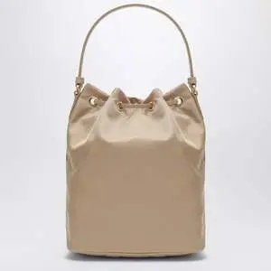 Prada Duet Bucket Bag In Beige Re-nylon