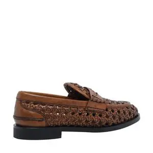 Miu Miu Logo Loafers - Brown