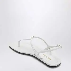 Prada Patent Leather Thong Sandals - White