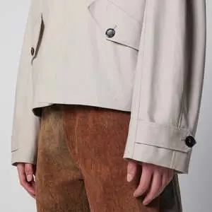 Séfr Short Beige Cotton Trench Coat
