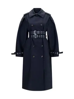 GANNI Cotton Double-breasted Trench Coat - Black