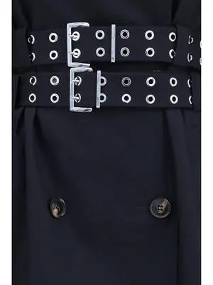 GANNI Cotton Double-breasted Trench Coat - Black