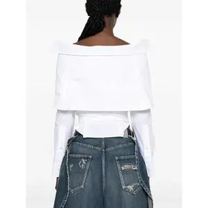 Balenciaga Off-the-shoulder Cotton Wrap Top - Blue