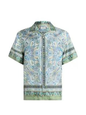 Etro Silk Shirt With Paisley Print - Blue