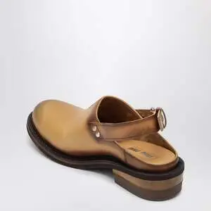 Miu Miu Leather Foule Sabot - Brown