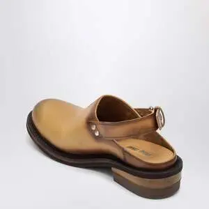 Miu Miu Leather Foulé Sabots - Brown