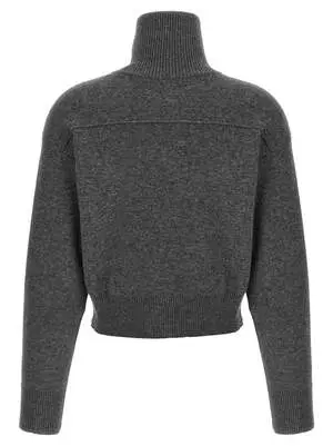 Brunello Cucinelli Shiny Zipper Pull' Wool Cardigan