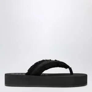 Balenciaga Jet Lag Thong Sandals In Satin - Black