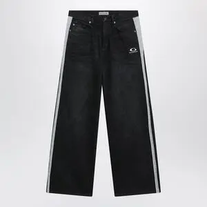 Balenciaga Denim Trousers With Dark And Black Trims - Brown