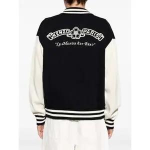 Kenzo Embroidered Logo Zip-up Knit Sweatshirt - Black