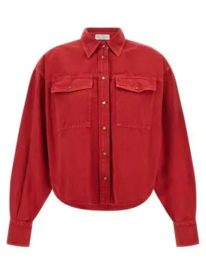 Brunello Cucinelli Cotton And Linen Shirt - Red