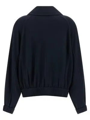 Brunello Cucinelli Shiny Zipper Pull Sweatshirt - Blue
