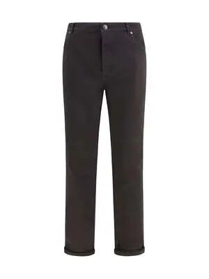 Brunello Cucinelli Jeans With Turn-up Hem - Brown