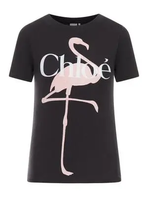 Chloé Logo Cotton Jersey T-shirt - Black