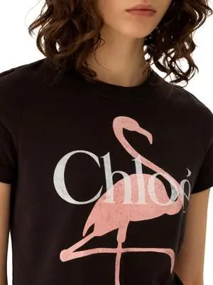 Chloé Logo Cotton Jersey T-shirt - Black