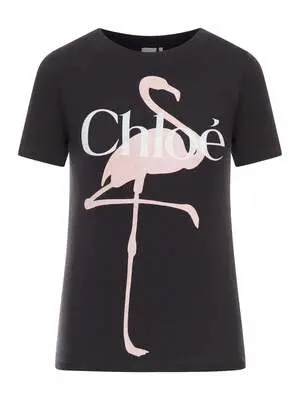 Chloé Logo Cotton Jersey T-shirt - Black