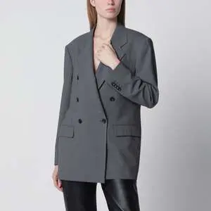 Tagliatore Double-breasted Blazer In Grey Wool And Silk Blend