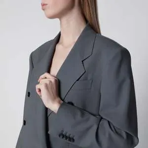 Tagliatore Double-breasted Blazer In Grey Wool And Silk Blend