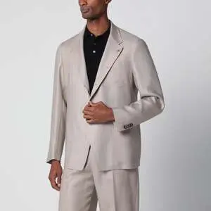 Tagliatore Single-breasted Blazer In Beige Linen - Cream