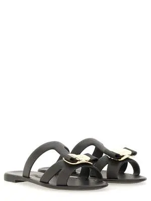 FERRAGAMO New Vara Slide Sandals - Black