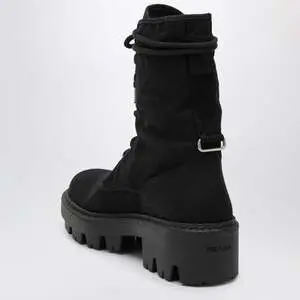 Prada Canvas Lace-up Ankle Boots