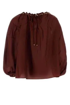 Zimmermann Burgundy Silk Aster Blouse