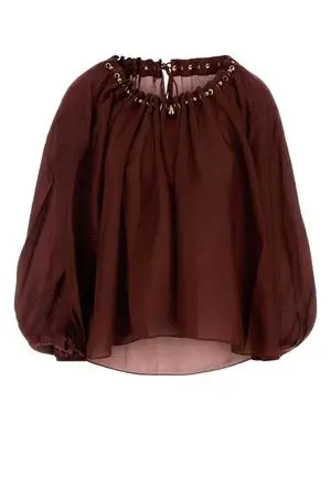 Zimmermann Burgundy Silk Aster Blouse - Red