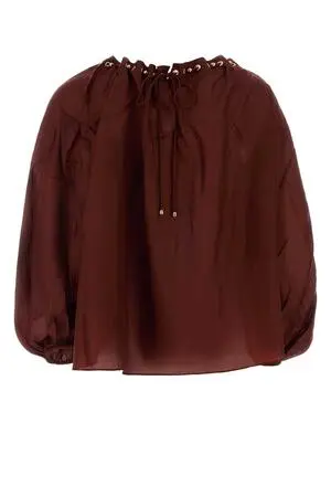 Zimmermann Burgundy Silk Aster Blouse - Red