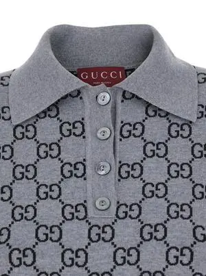 Gucci Wool Dress With Gg Motif And Wide Collar - Multicolor