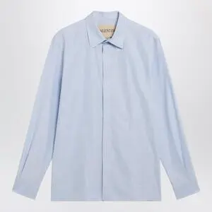 Valentino Garavani Light Fil-ã -fil Cotton Shirt With Vlogo Embroidery