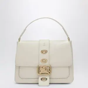 Burberry Small Rider Shoulder Bag In Beige Lambskin - Cream