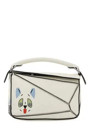 Loewe Leather Mini Puzzle Handbag - White