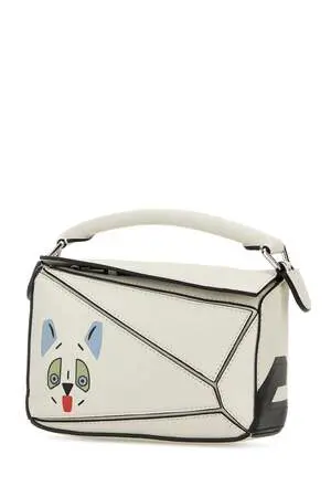 Loewe Leather Mini Puzzle Handbag - White