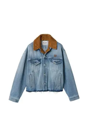 Miu Miu Denim And Leather Blouson Jacket