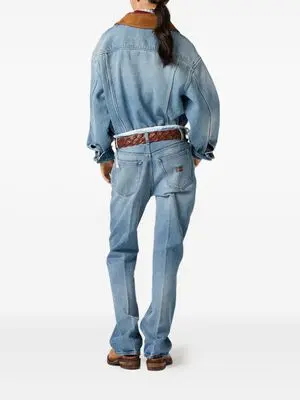 Miu Miu Denim And Leather Blouson Jacket - Multicolor