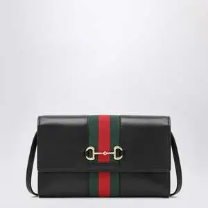 Gucci Horsebit Web Wallet With Strap - Black