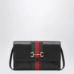 Gucci Horsebit Web Wallet With Strap - Black