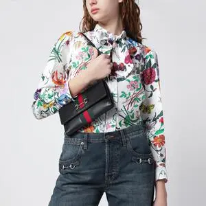 Gucci Horsebit Web Wallet With Strap - Black