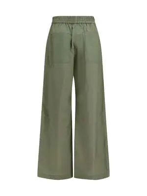 Brunello Cucinelli Cotton Wide Leg Trousers - Green