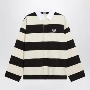 Balenciaga Striped Jersey Polo Shirt In Cotton - Brown