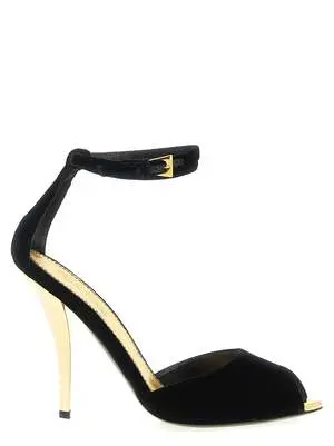 Paris Texas Jessica Open-toe Velvet Sandals - Black