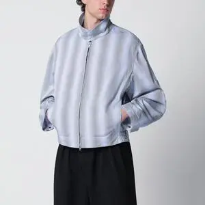 Dries Van Noten Textured Striped Zip Jacket - Blue